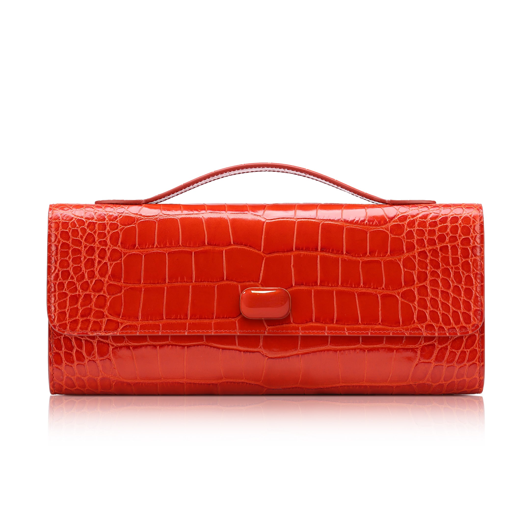 Alex Clutch in Burnt Orange Croc | Bold Finish | Jeffrey Levinson